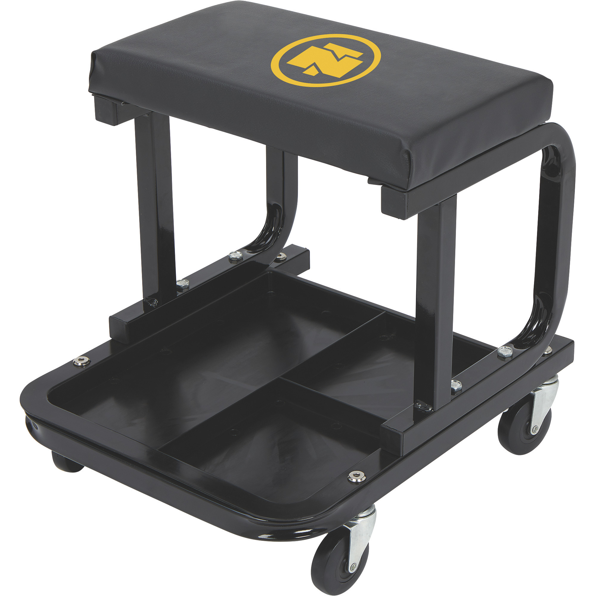 Powerbuilt, Heavy Duty Rolling Mechanic's Seat, Capacity 300 lb, Max. Height 29 in, Min. Height ...